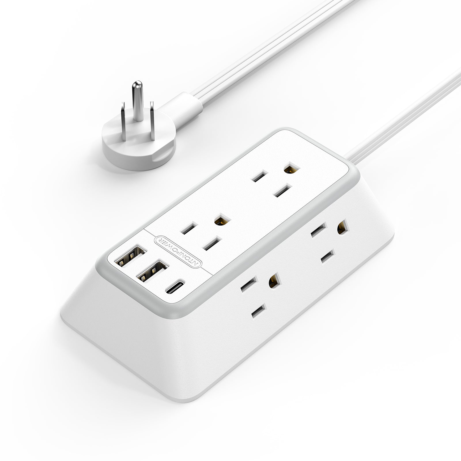 NTONPOWER 3-Sided Power Strip 6 Outlets 2 USB-A 1 USB-C